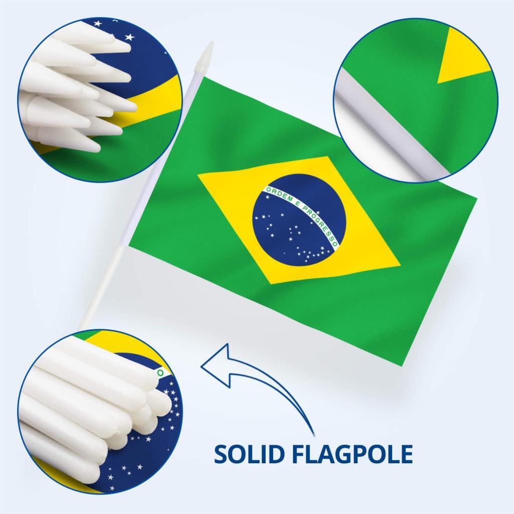Brazil Stick Flags 5x8 Inch (Pack of 12) - Anley Flags