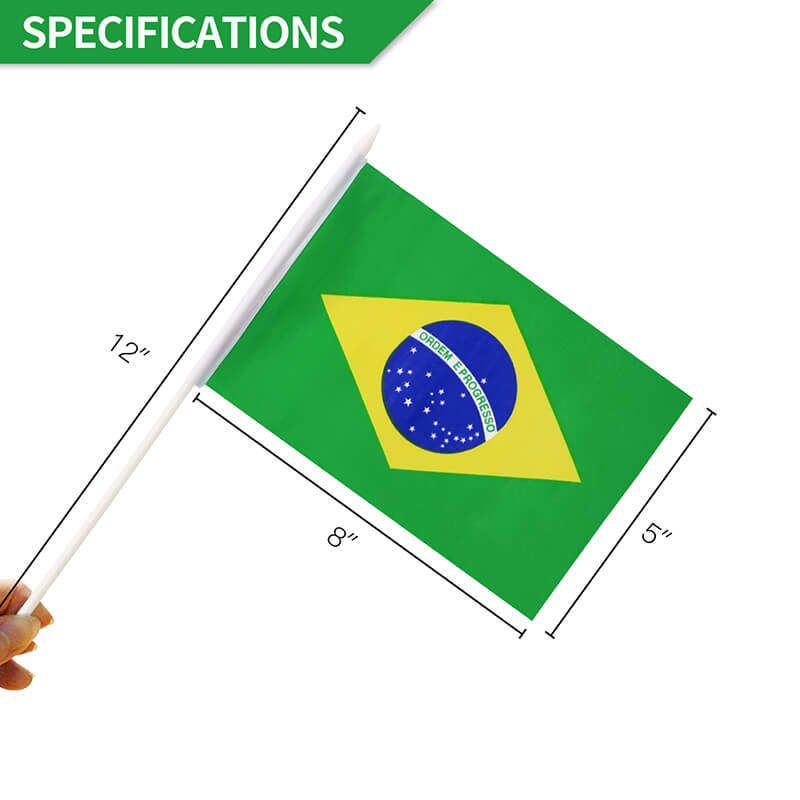 Brazil Stick Flag 5x8 Inch - Anley Flags
