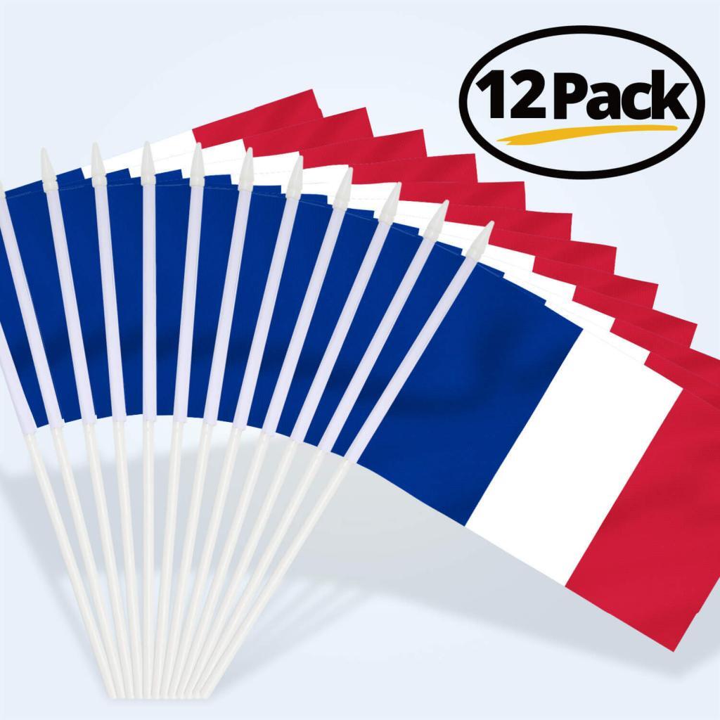 France Stick Flags 5x8 Inch (Pack of 12) - Anley Flags