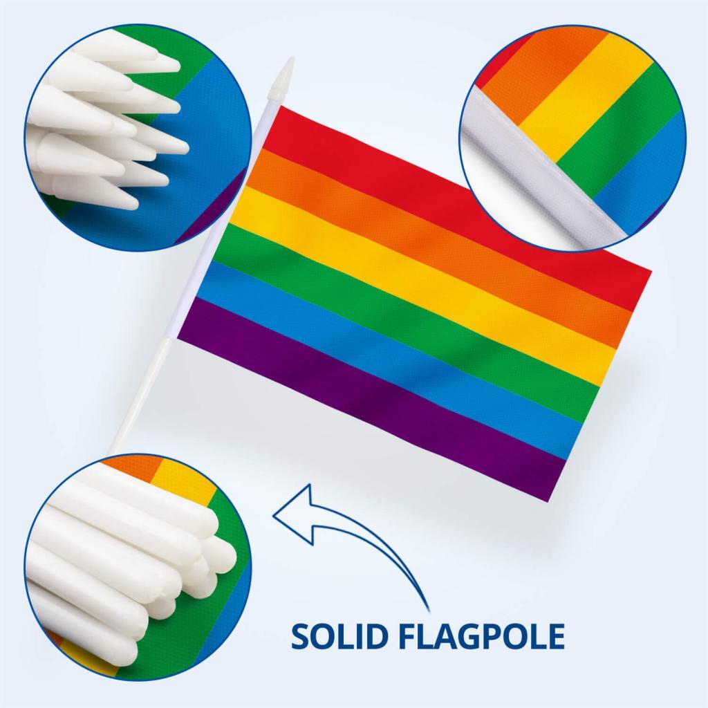 Rainbow Stick Flags 5x8 Inch (Pack of 12) - Anley Flags