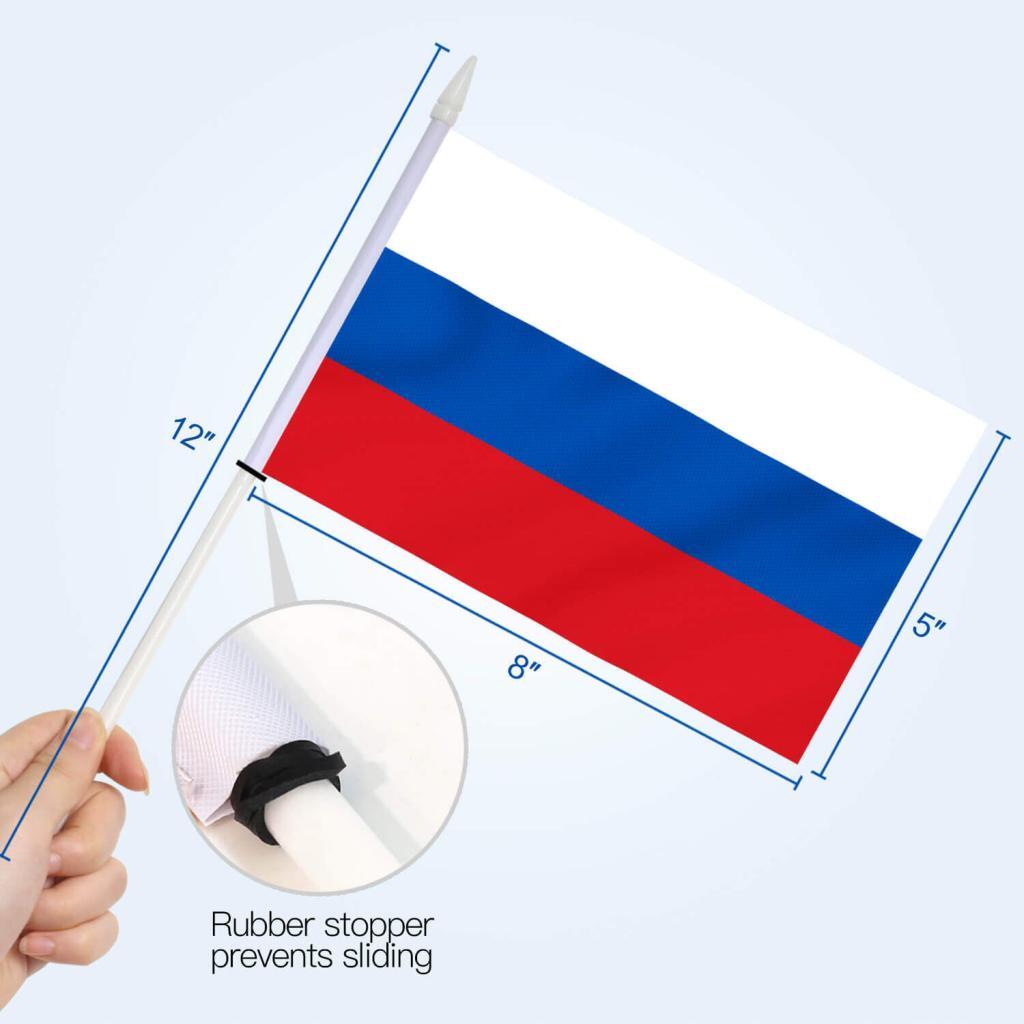 Russia Stick Flags 5x8 Inch (Pack of 12) - Anley Flags