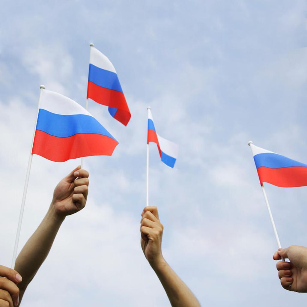 Russia Stick Flags 5x8 Inch (Pack of 12) - Anley Flags