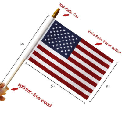 American USA Wooden Stick Flag 4 x 6 Inch (Pack of 12/50/100) - Anley Flags