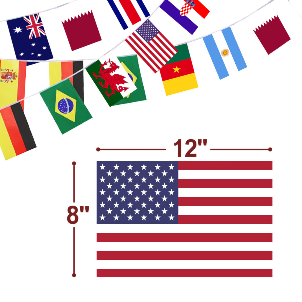 2022 World Cup 32 Countries 33 Feet String Flags (8x12 Inch) - Anley Flags