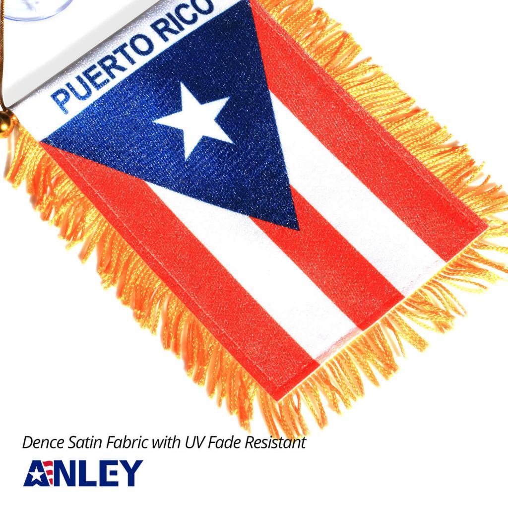 Fringed Puerto Rican Mini Banner 4 X 6 Inch - Anley Flags