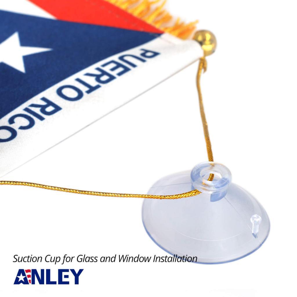 Fringed Puerto Rican Mini Banner 4 X 6 Inch - Anley Flags