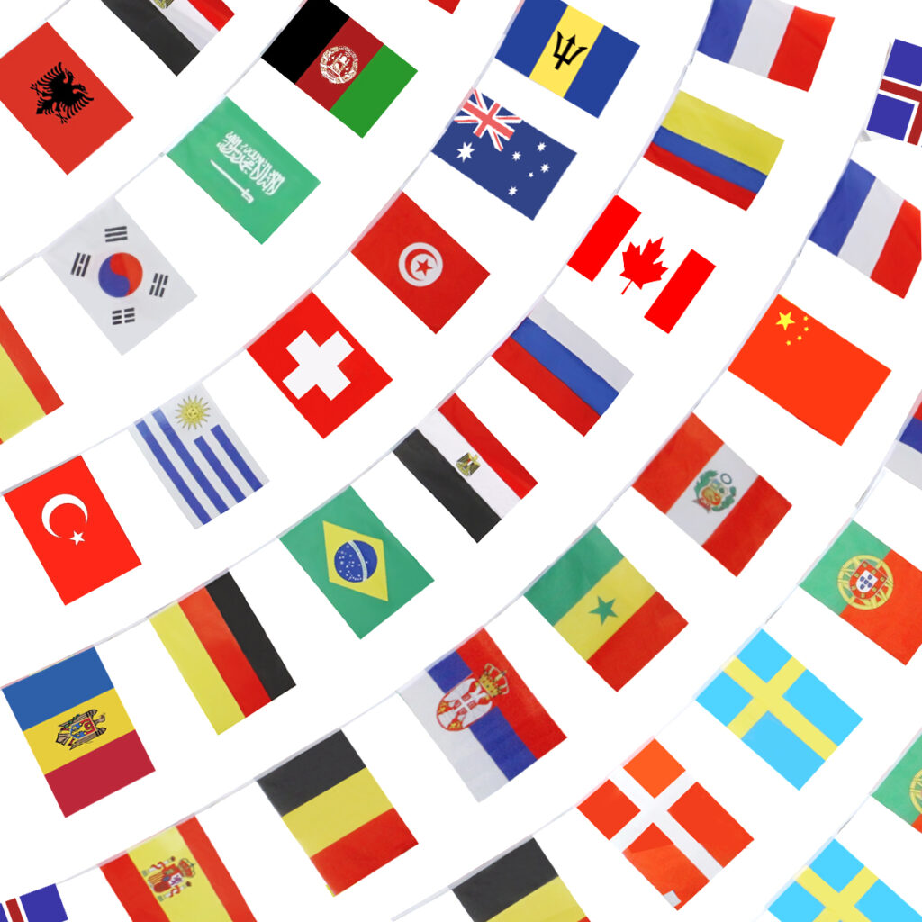 200 Random Countries 184 Feet String Flags (5.5x8 Inch) - Anley Flags