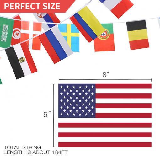 200 Random Countries 184 Feet String Flags (5.5x8 Inch) - Anley Flags