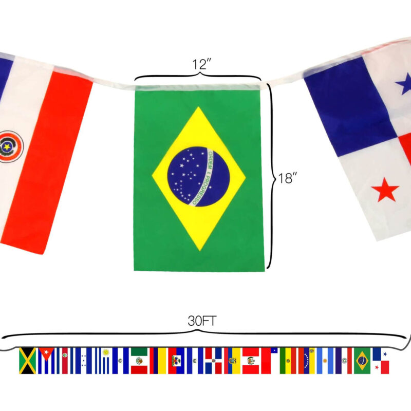 Latin America 21 Countries 30 Feet String Flags (12x18 Inch) - Anley Flags