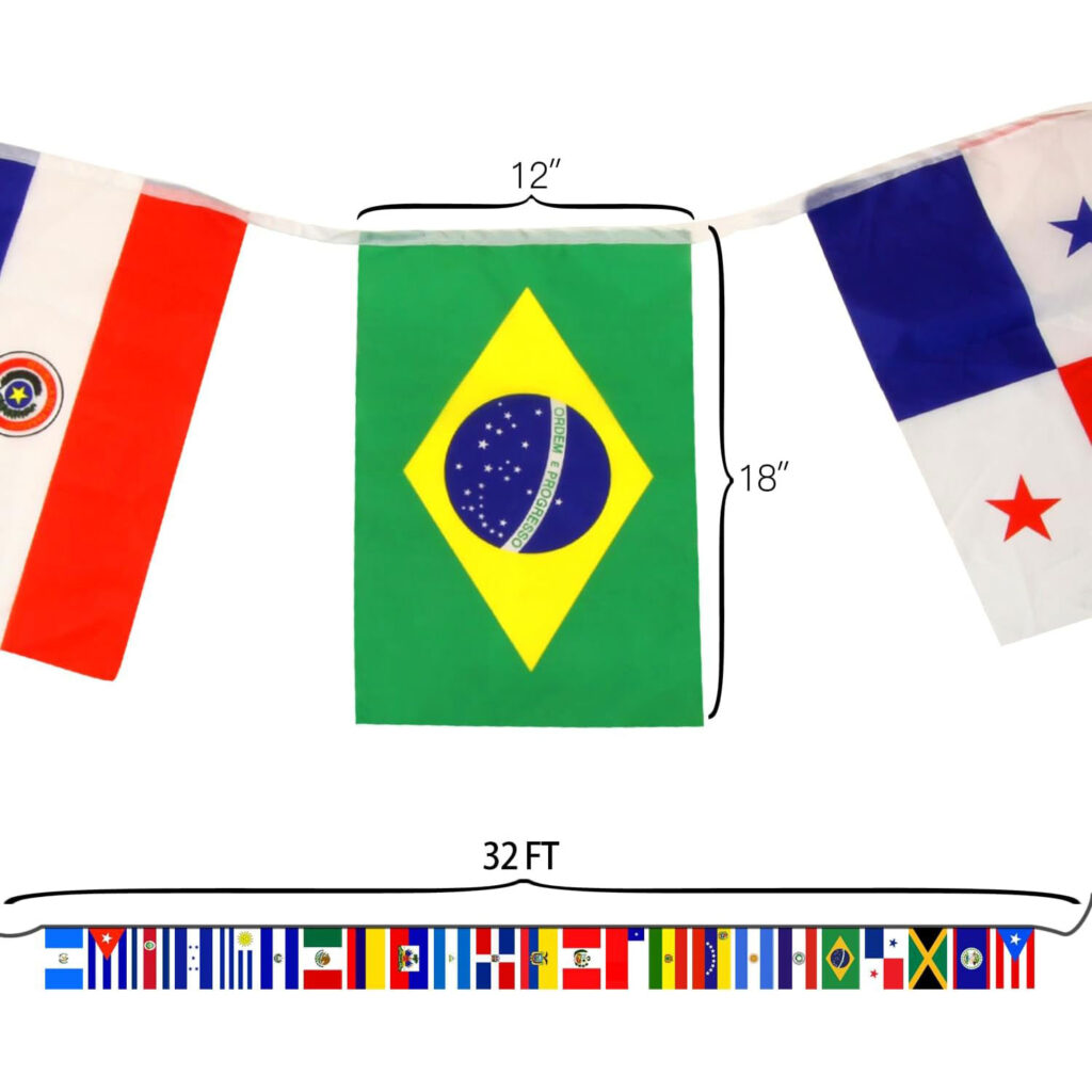 Latin America 23 Countries 30 Feet String Flags (12x18 Inch) - Anley Flags