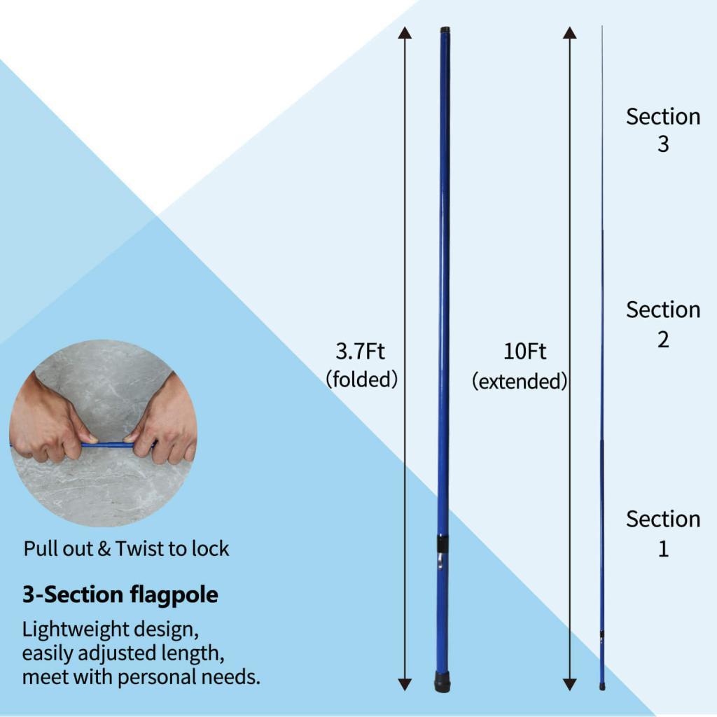 10Ft Telescopic Flagpole-Blue - Anley Flags