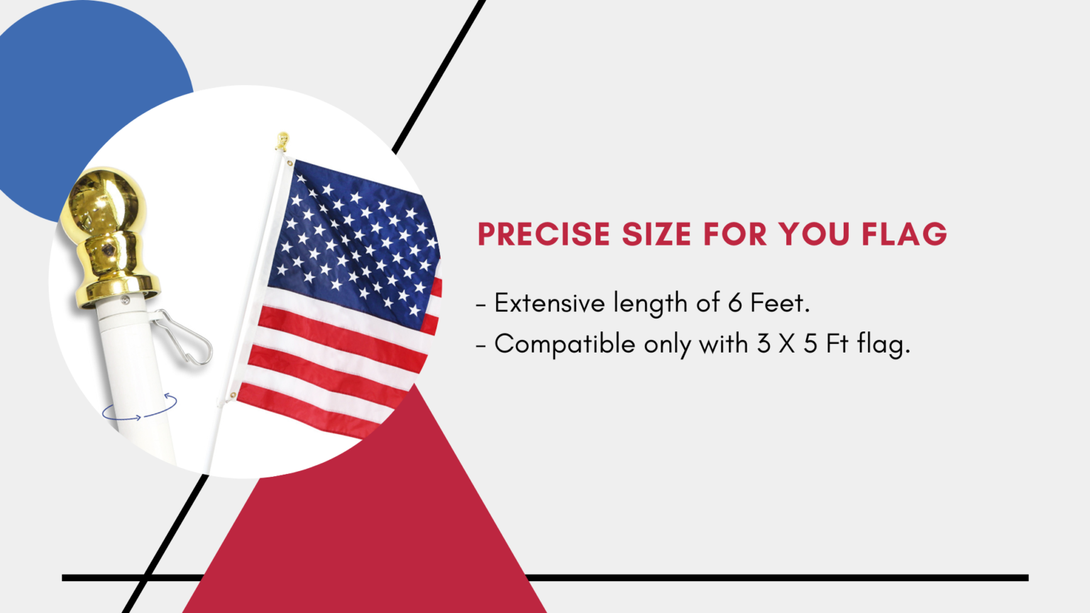 Tangle Free Spinning Flagpole 6Ft for Flag 3 X 5 Ft - Anley Flags