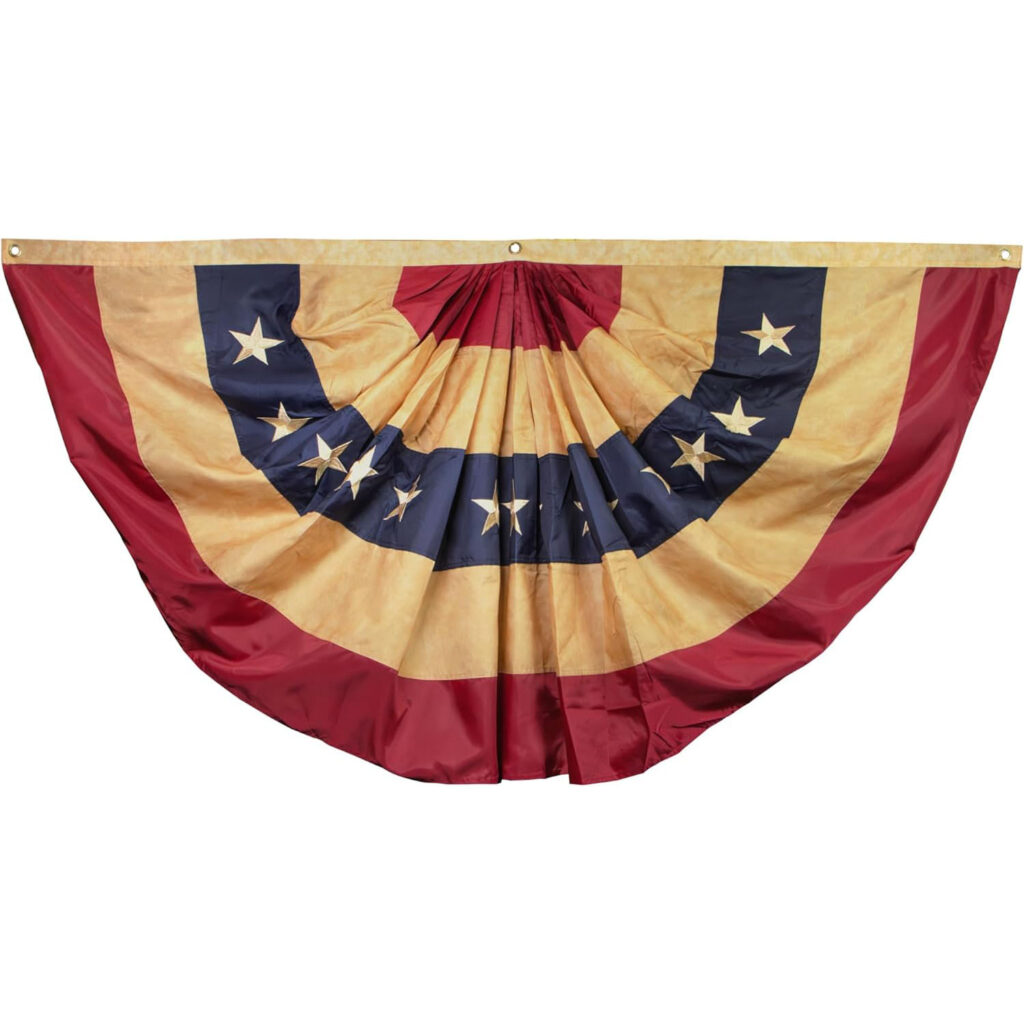 Vintage Style Tea Stained USA Pleated Fan Flag 1.5×3 Foot & 3×6 Foot ...