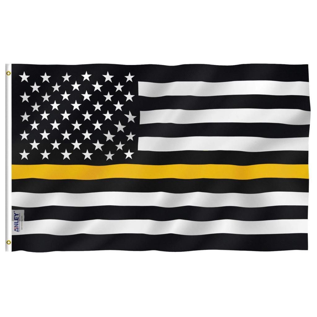 Fly Breeze 3x5 Foot Thin Gold Line USA Flag - Free Shipping - Anley Flags