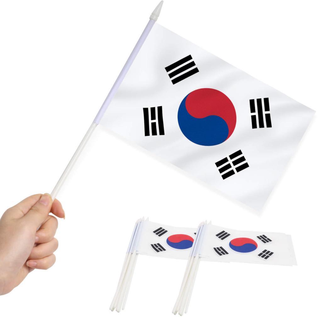 Korea Stick Flags 5x8 inch (Pack of 12) - Anley Flags