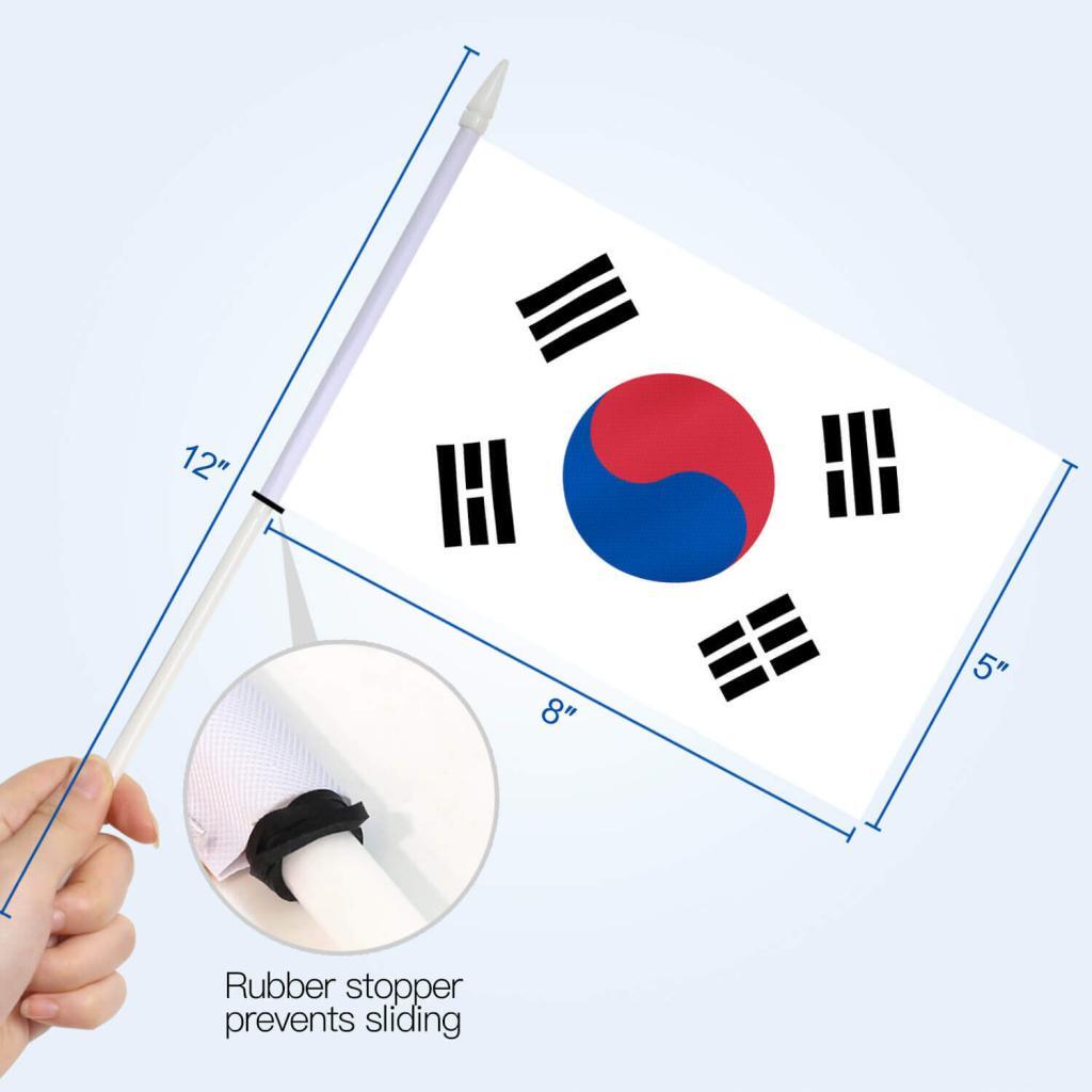 Korea Stick Flags 5x8 inch (Pack of 12) - Anley Flags