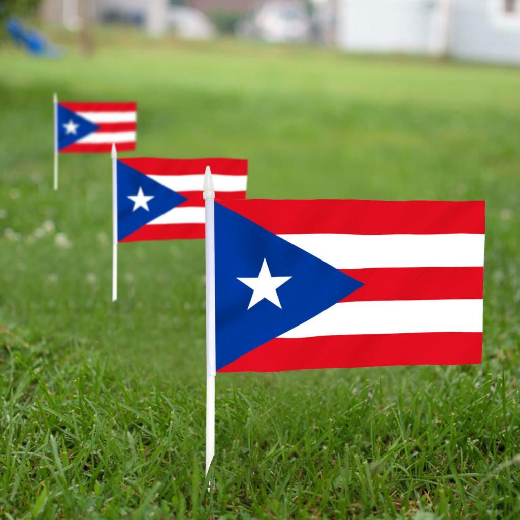 Puerto Rico Stick Flags 5x8 inch (Pack of 12) - Anley Flags