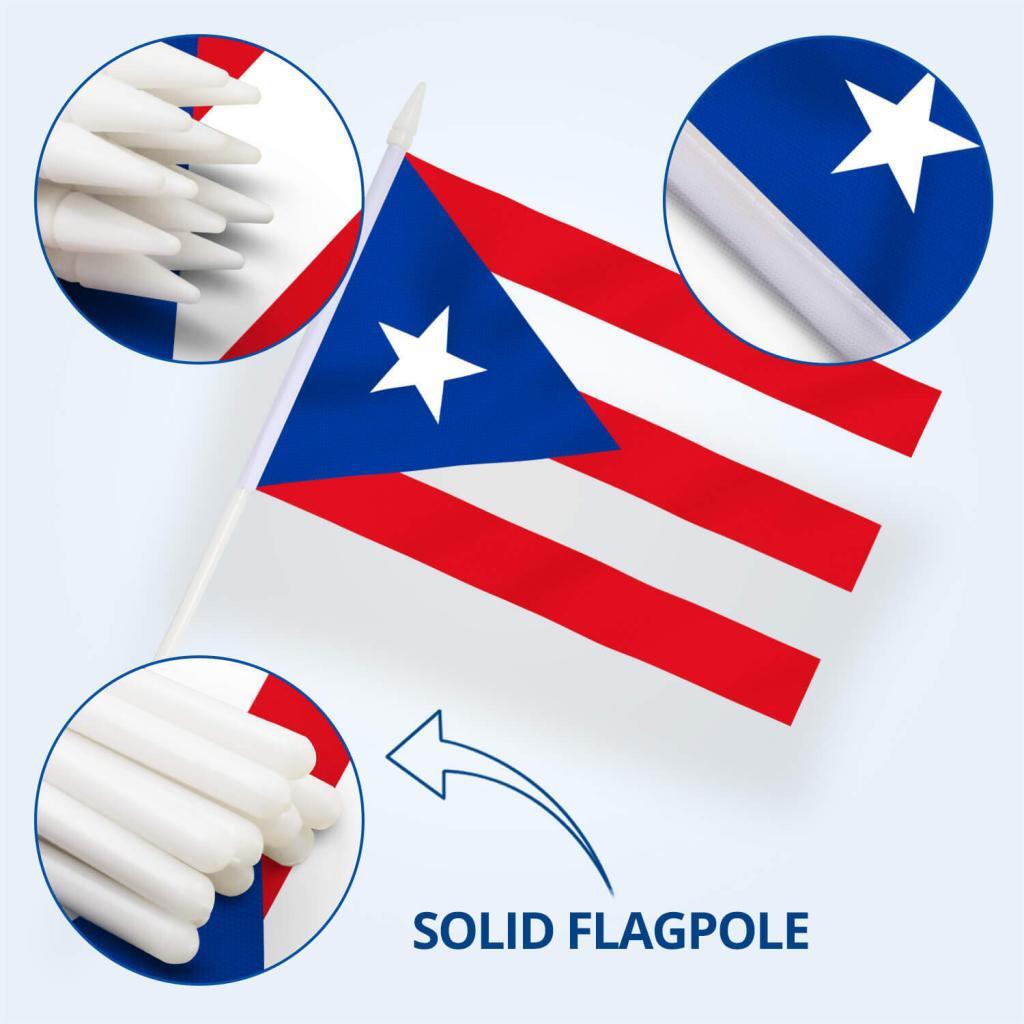 Puerto Rico Stick Flags 5x8 inch (Pack of 12) - Anley Flags