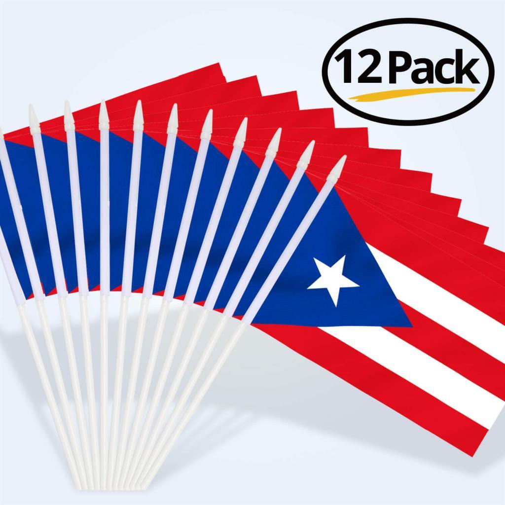 Puerto Rico Stick Flags 5x8 inch (Pack of 12) - Anley Flags