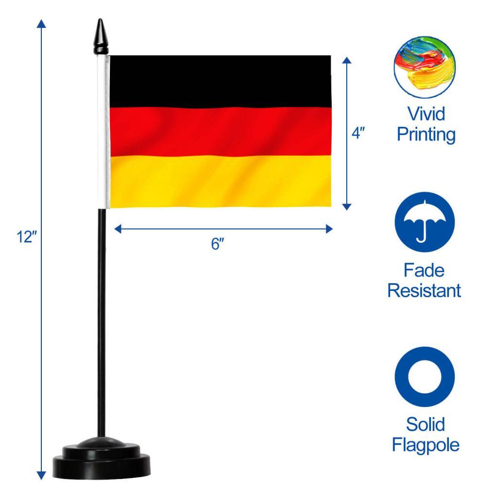 Germany Deluxe Desk Flag Set - 6 x 4 Inch - Anley Flags