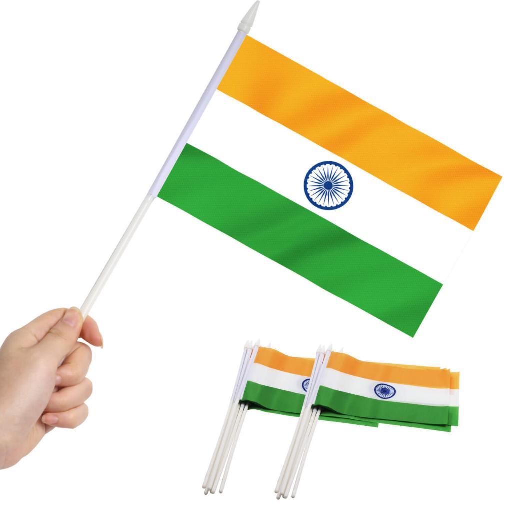 India Stick Flags 5x8 inch (Pack of 12) - Anley Flags