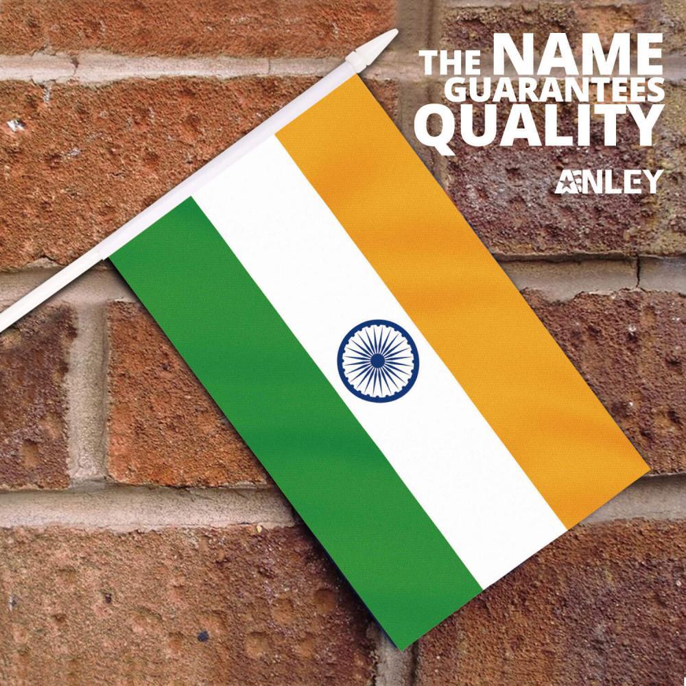India Mini Flag 12 Pack - 5x8 Inch with Solid Pole & Spear Top - Anley ...