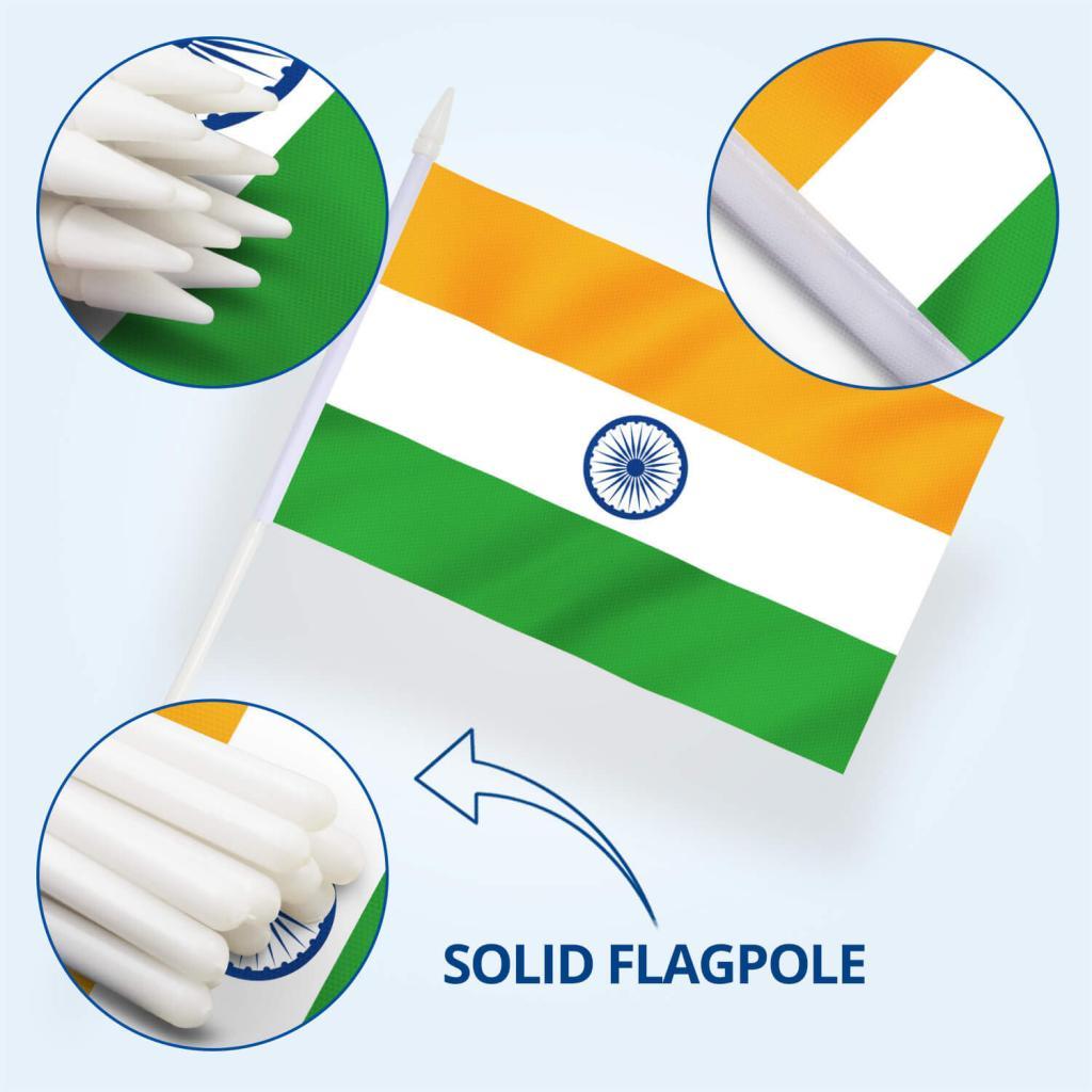 India Stick Flags 5x8 inch (Pack of 12) - Anley Flags