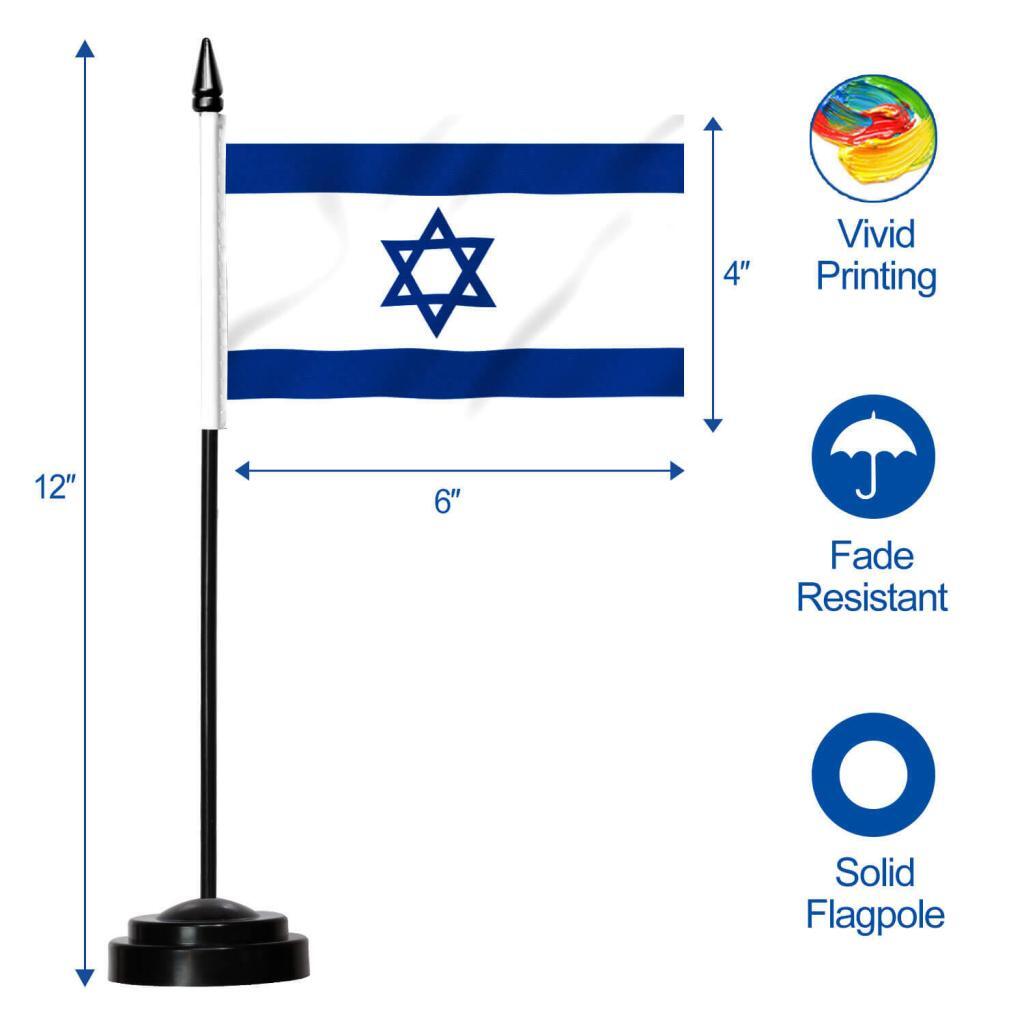 Israel Deluxe Desk Flag Set - 6 x 4 Inch - Anley Flags