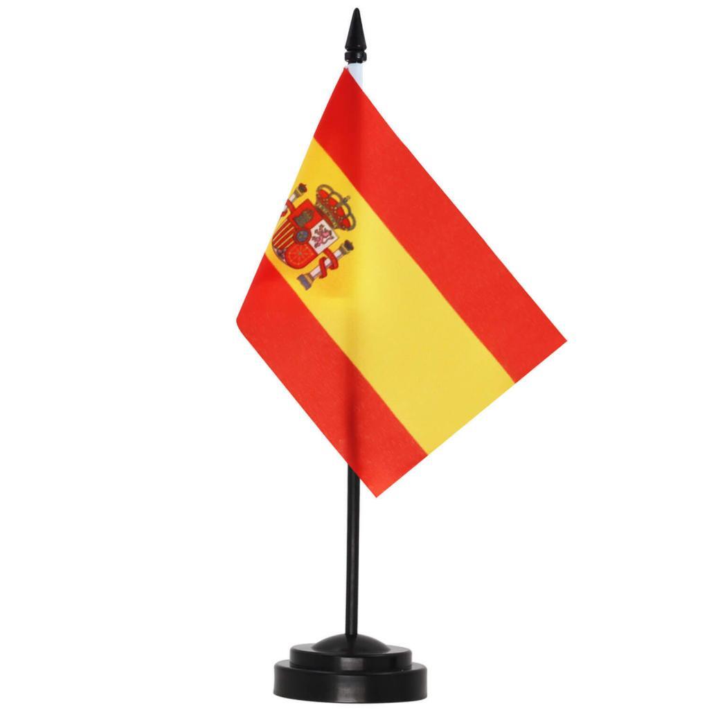 Spain Deluxe Desk Flag Set - 6 x 4 Inch - Anley Flags