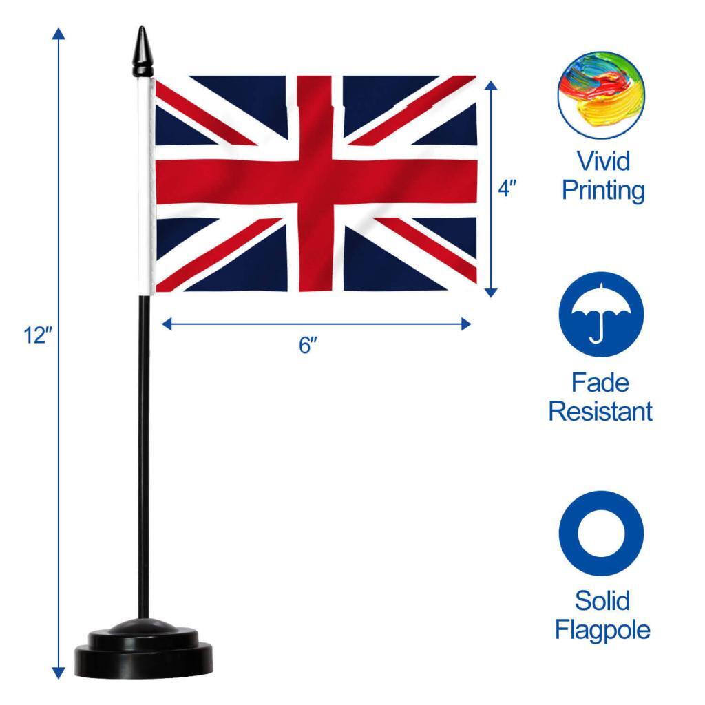 UK Deluxe Desk Flag Set - 6 x 4 Inch - Anley Flags
