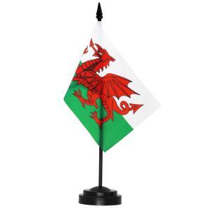 Wales Deluxe Desk Flag Set - 6 x 4 Inch - Anley Flags