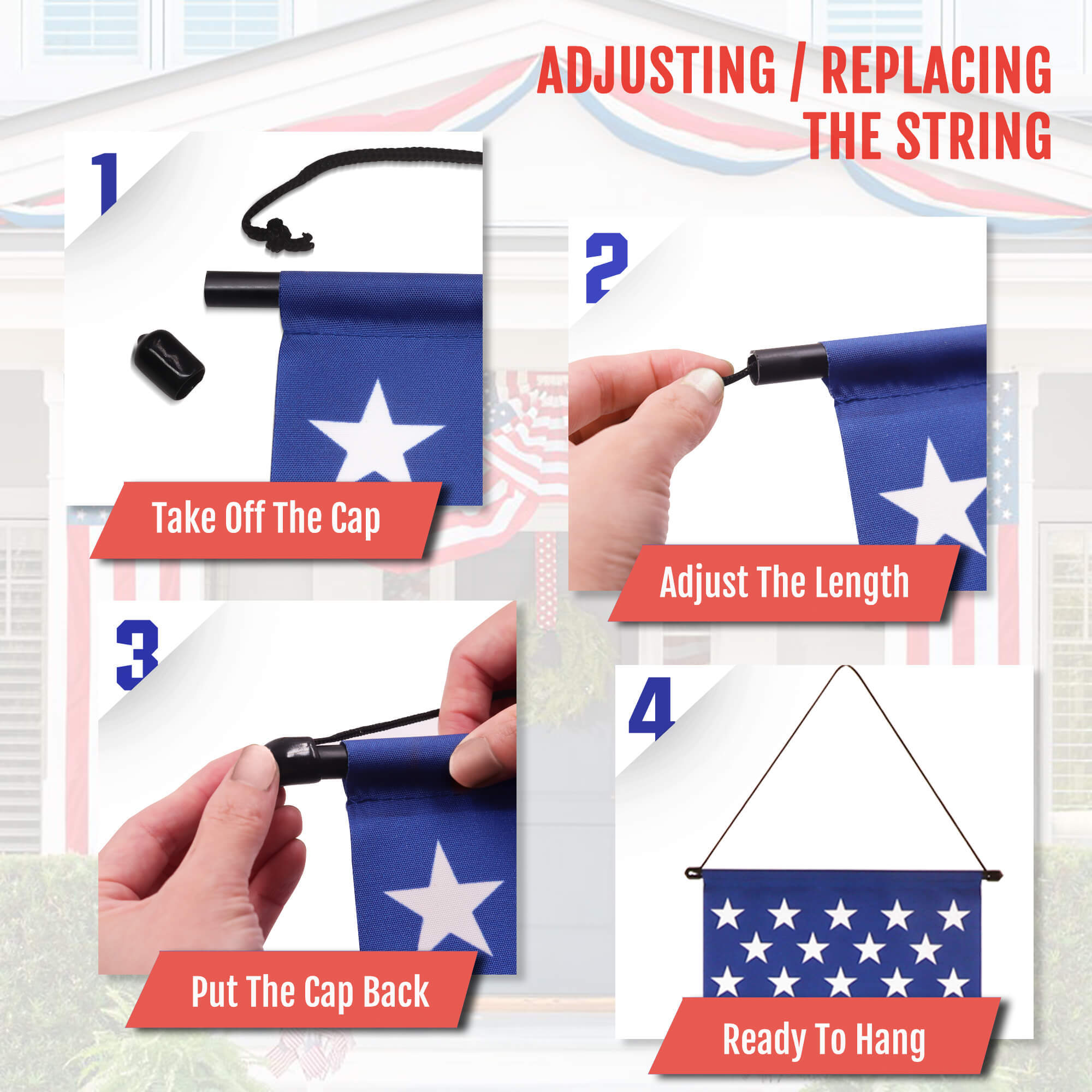 American Flag Pull-Down Door Banners Porch Signs (2 Pieces) - Anley Flags