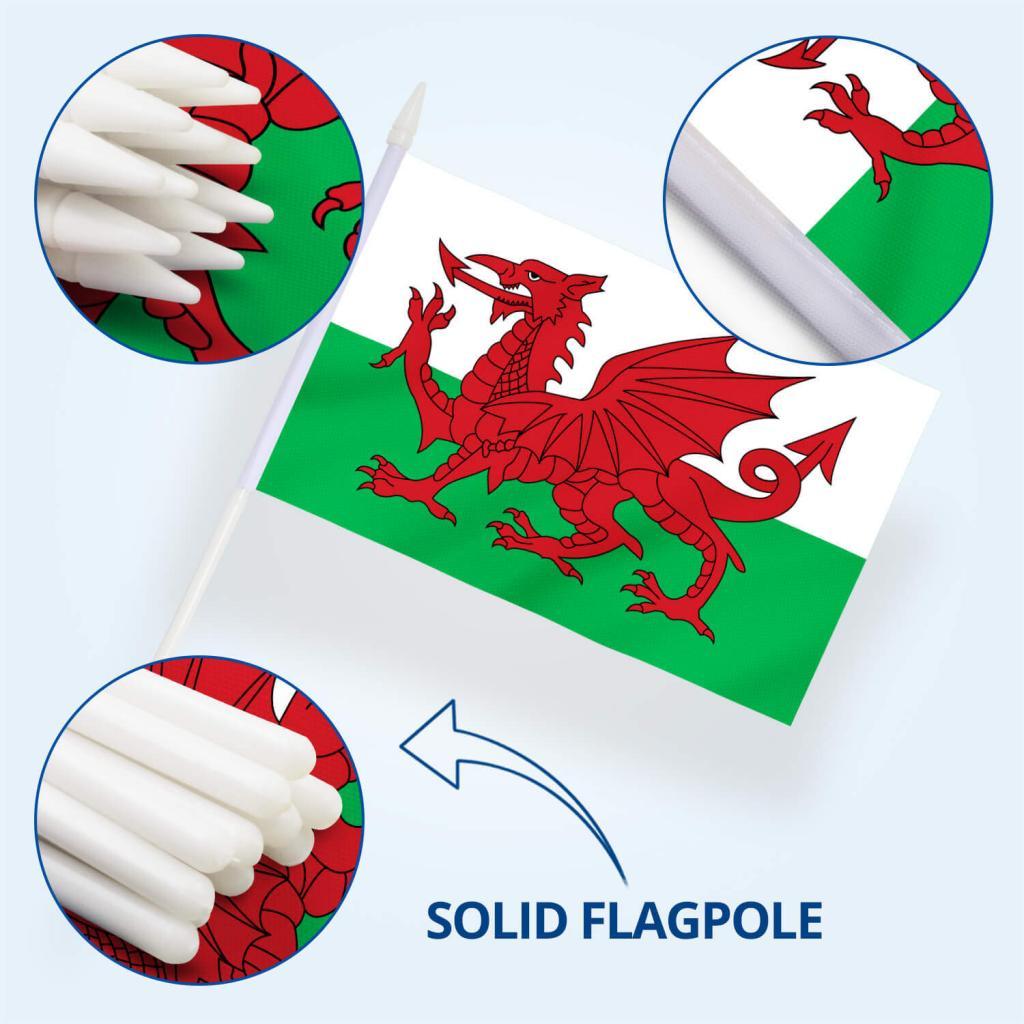 Wales Stick Flags 5x8 inch (Pack of 12) - Anley Flags