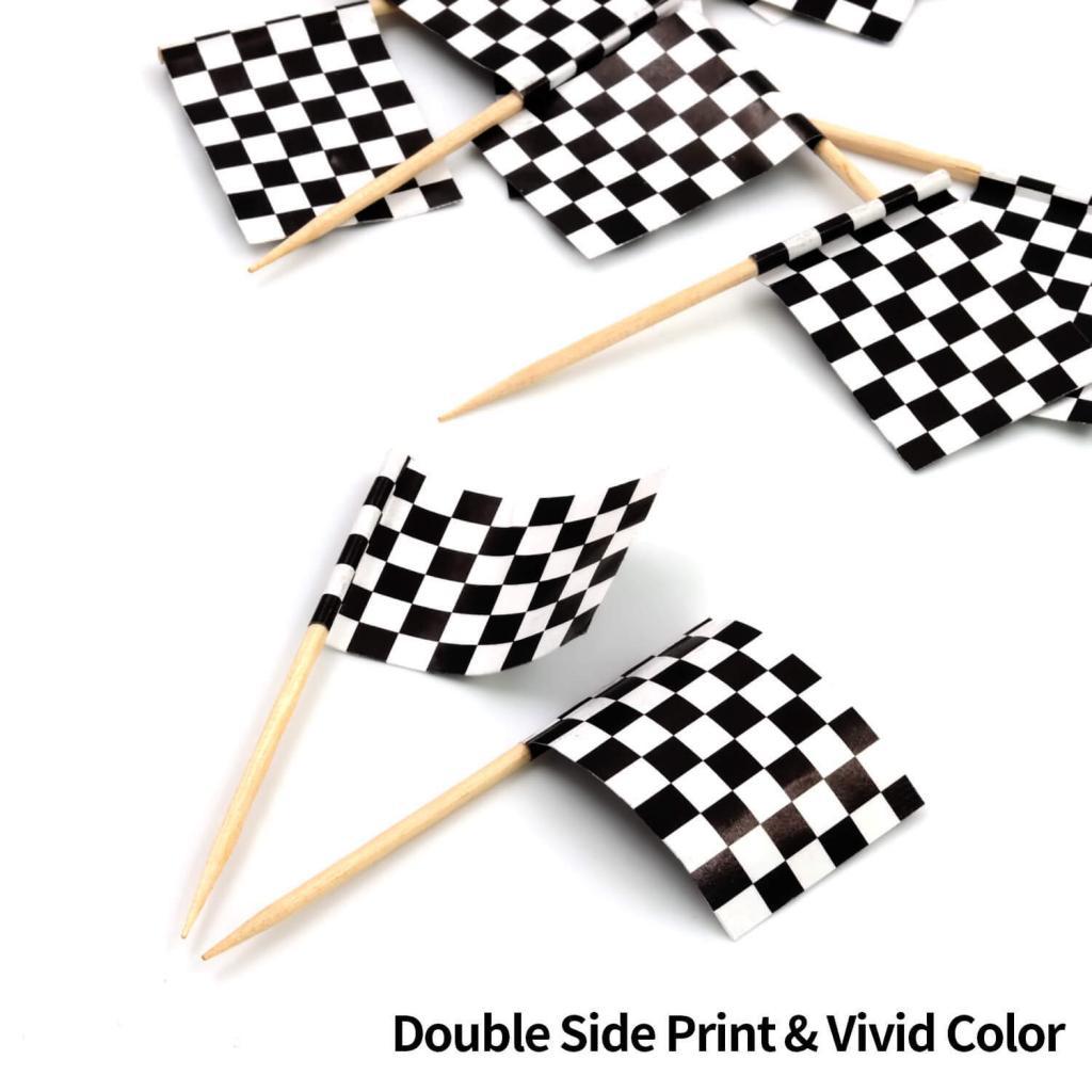 Checkered Toothpick Flag Cupcakes Toppers (100 pcs) - Anley Flags