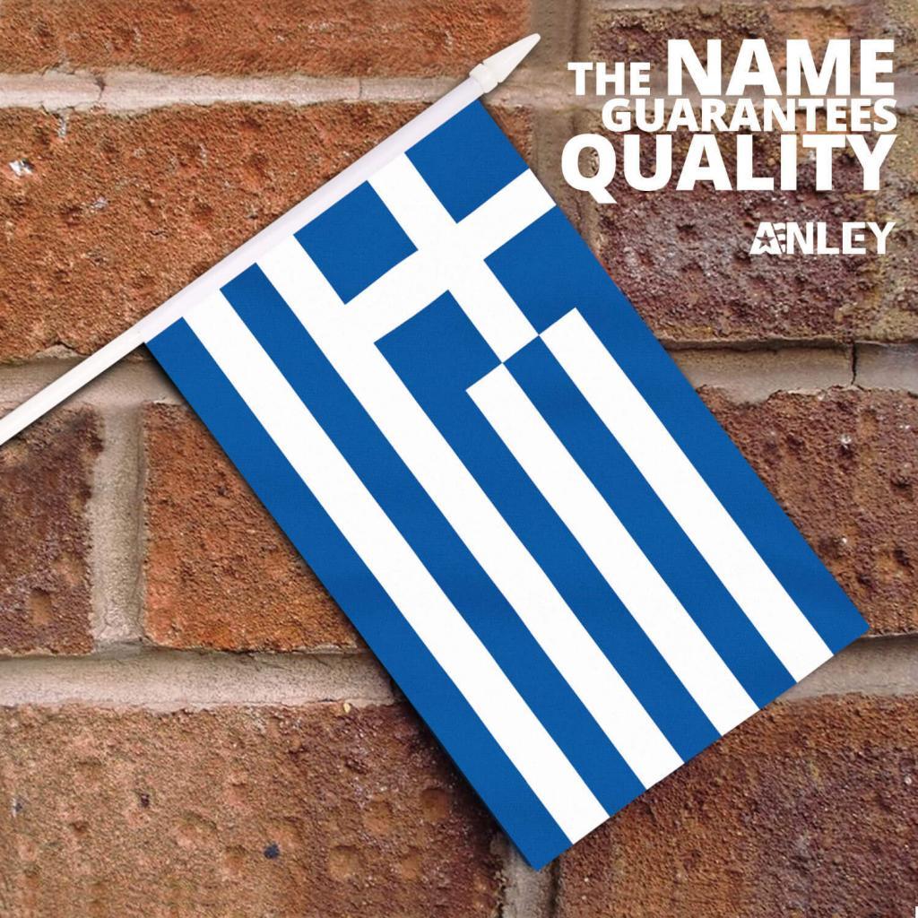Greece Stick Flags 5x8 inch (Pack of 12) - Anley Flags