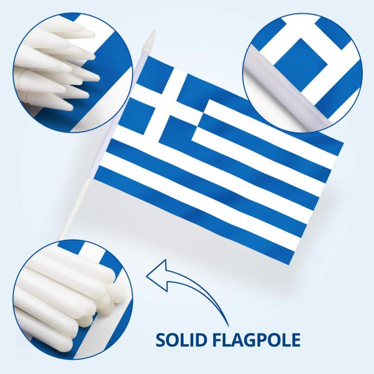 Greece Stick Flags 5x8 inch (Pack of 12) - Anley Flags