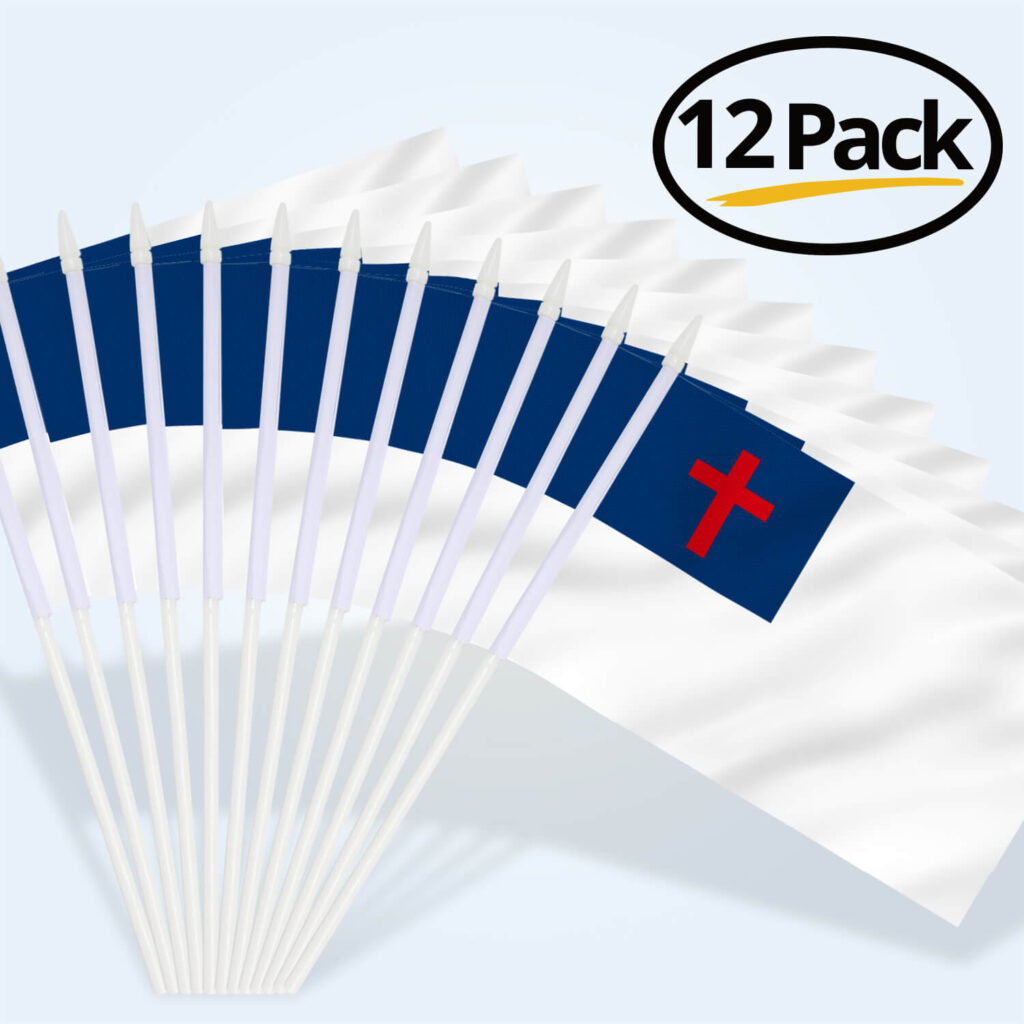Christian Stick Flags 5x8 inch (Pack of 12) - Anley Flags