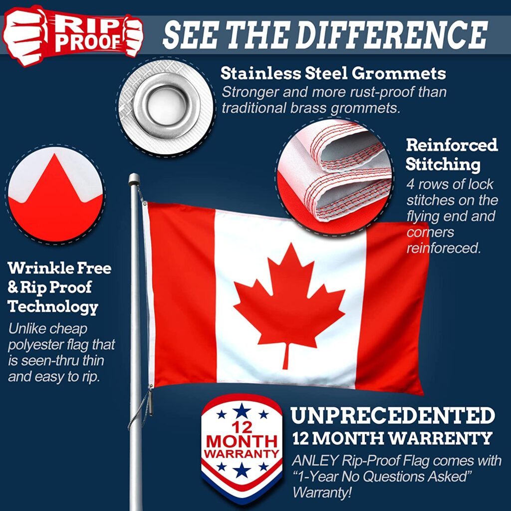 Rip-Proof Technology Double Sided 3-Ply Canada Flag 3x5 Foot - Anley Flags