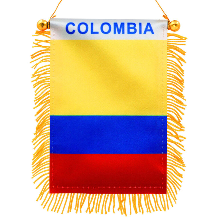 Colombia Fringy Window Hanging Flag 4 X 6 Inch - Anley Flags