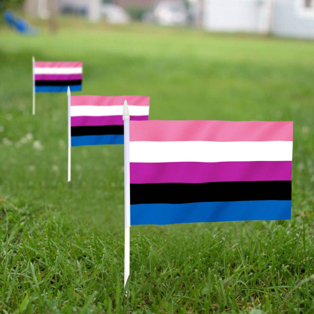 Genderfluid Rainbow LGBT Stick Flags 5x8 inch (Pack of 12) - Anley Flags