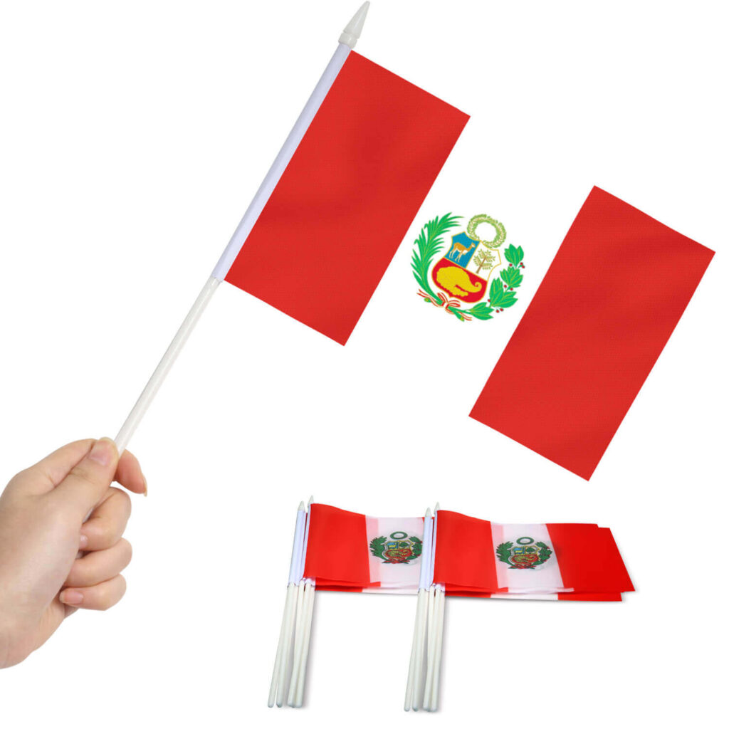 Peru Stick Flags 5x8 inch (Pack of 12) - Anley Flags