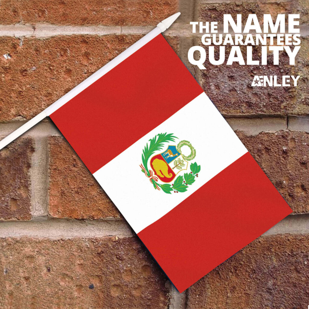 Peru Stick Flags 5x8 inch (Pack of 12) - Anley Flags