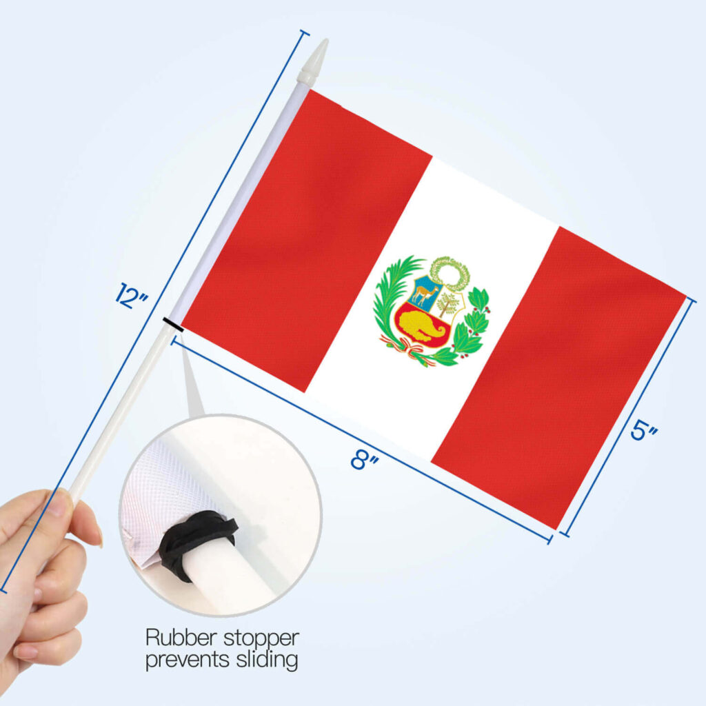 Peru Stick Flags 5x8 inch (Pack of 12) - Anley Flags