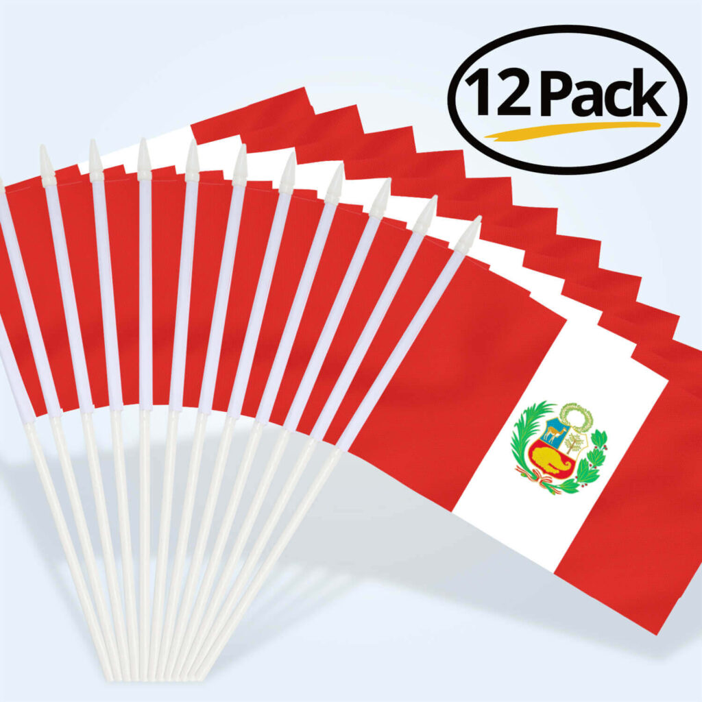 Peru Stick Flags 5x8 inch (Pack of 12) - Anley Flags