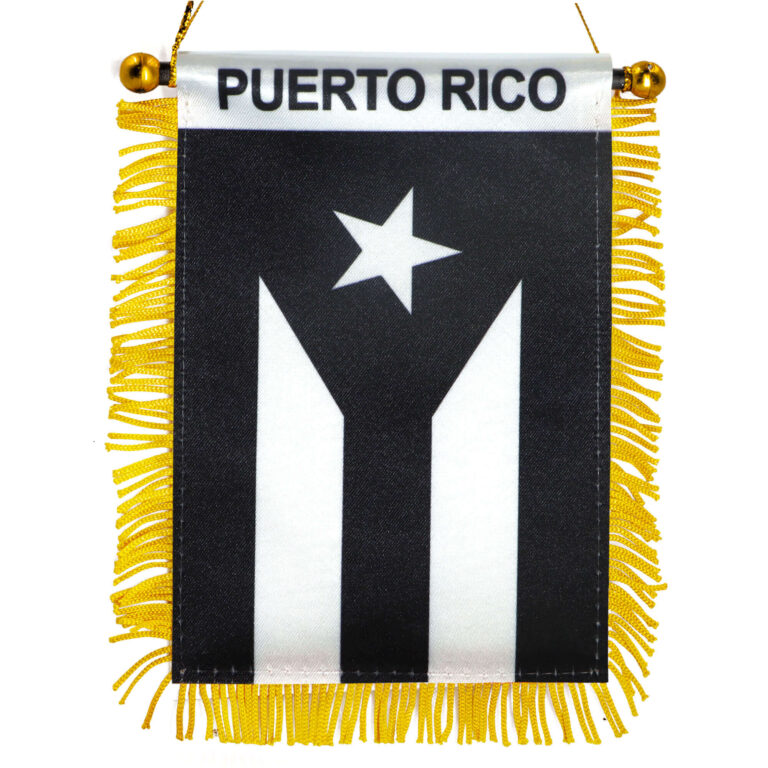 Puerto Rico Fringy Window Hanging Flag 4 X 6 Inch