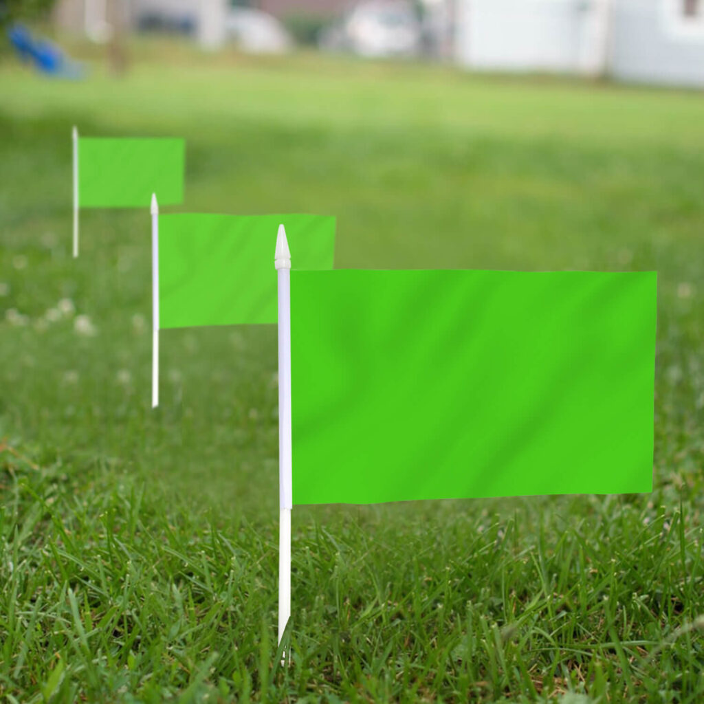 Solid Green Stick Flags 5x8 inch (Pack of 12) - Anley Flags