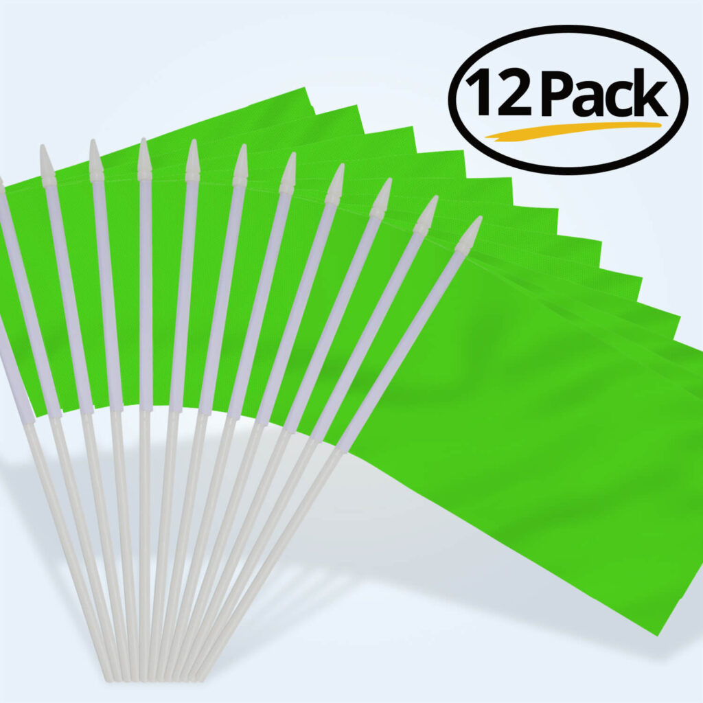 Solid Green Stick Flags 5x8 inch (Pack of 12) - Anley Flags