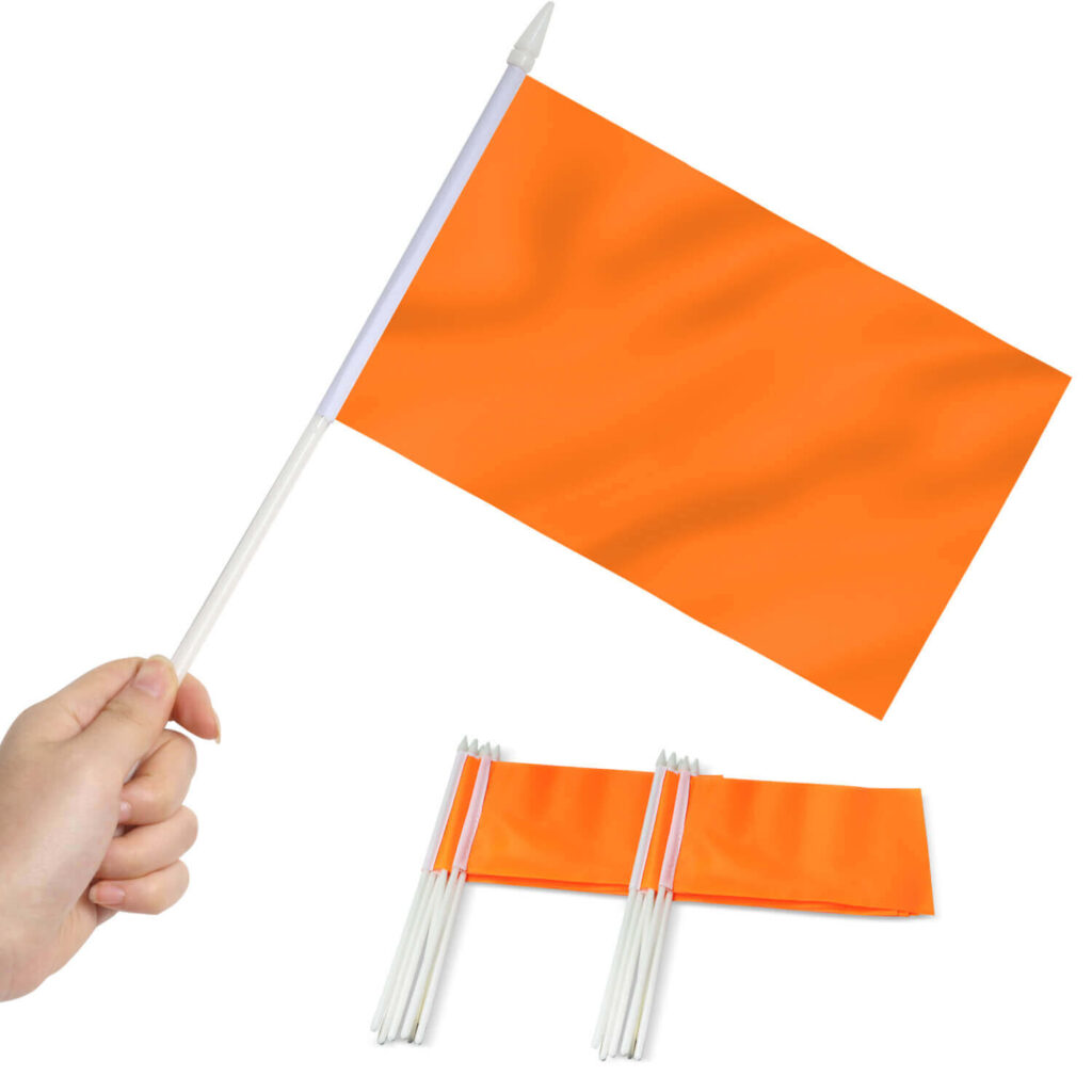 Solid Orange Stick Flags 5x8 inch (Pack of 12) - Anley Flags