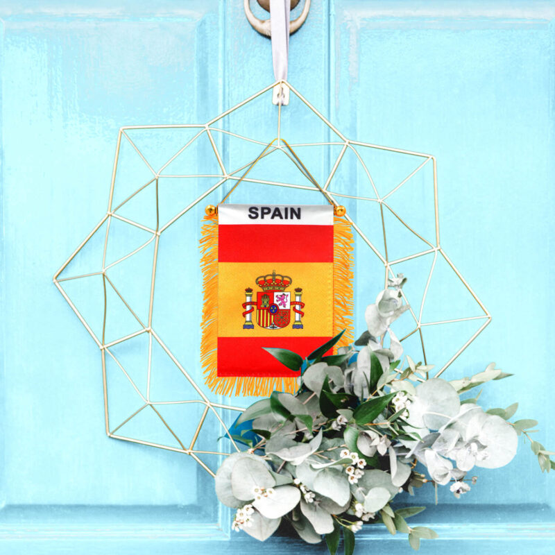 Spain Fringy Window Hanging Flag 4 X 6 Inch