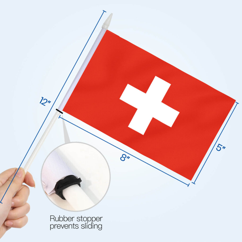 Switzerland Stick Flags 5x8 inch (Pack of 12) - Anley Flags